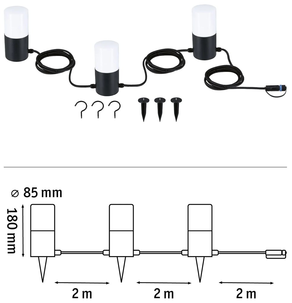 Paulmann 94761 Plug&Shine Tubs, venkovní univerzální rětěz 3xE14, IP44