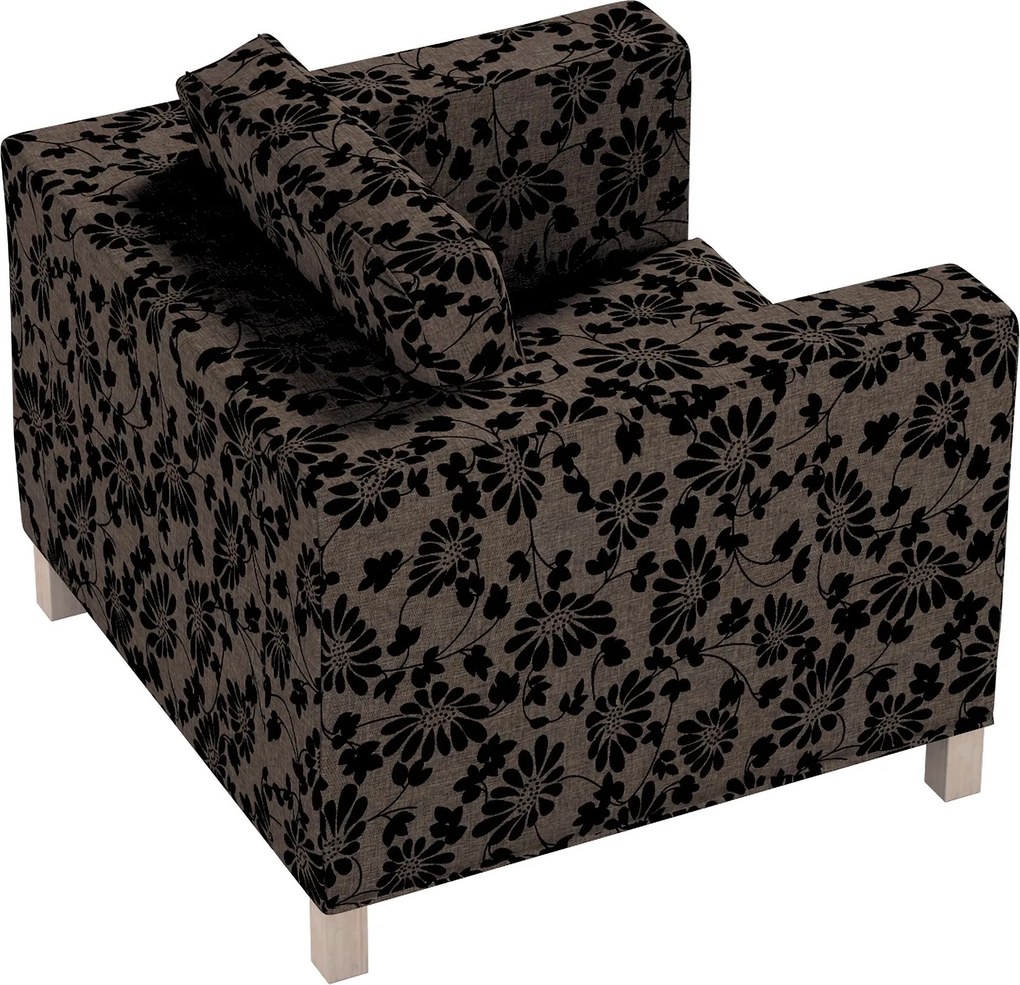Potah na křesko IKEA Karlanda, krátký barva hnědá látka pletený vzor, vzorované