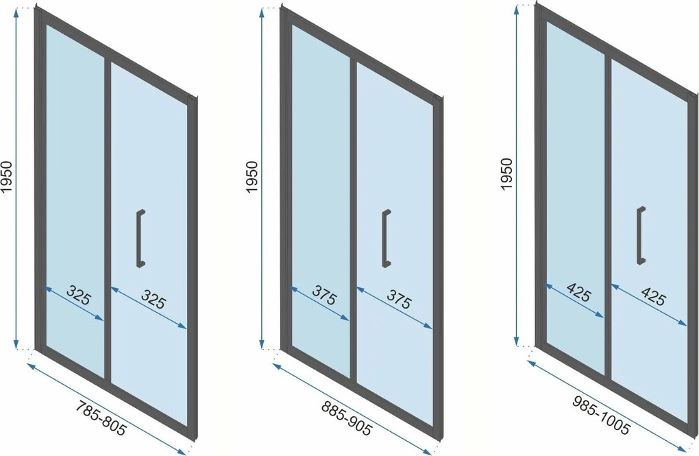 Rea Rapid Swing, 3-stěnový sprchový kout 100 (dveře) x 100 (stěna) x 100 (stěna) x 195 cm, 6mm čiré sklo, zlatý lesklý profil, KPL-09400