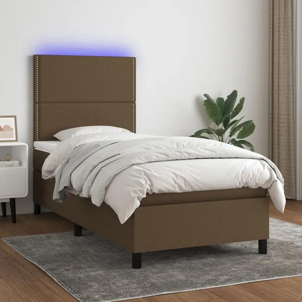 vidaXL Box spring postel s matrací a LED 90x190 cm textil [3134763] Barva: Černá
