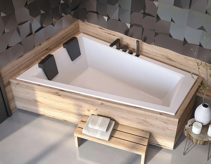 Besco Akrylátová asymetrická vana se sníženým lemem Intima Duo Slim 170x125 (180x125) Barva: Bílá, Rozměry (cm): 170x125, Orientace: Levá