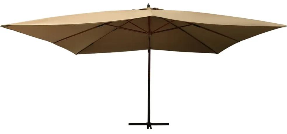 Konzolový slunečník s dřevěnou tyčí 400 x 300 cm taupe,  318431