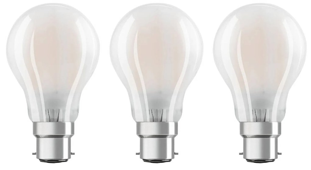 OSRAM LED žárovka B22d Classic 827 6,5W 3ks matná