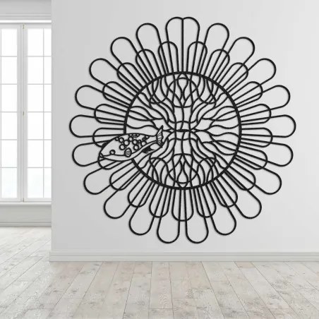 Dřevěný obraz Mandala Ryba | Vyřezávaná 3D dekorace na zeď | SENTOP HDF0348