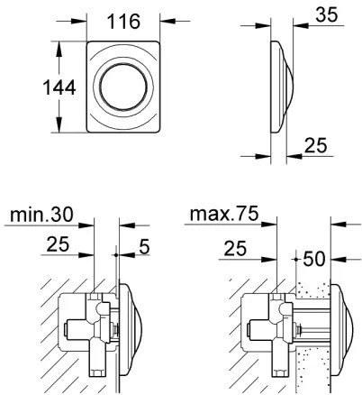 GROHE 37018SH0 - Ovládací tlačítko SURF 116 × 144 mm bílá