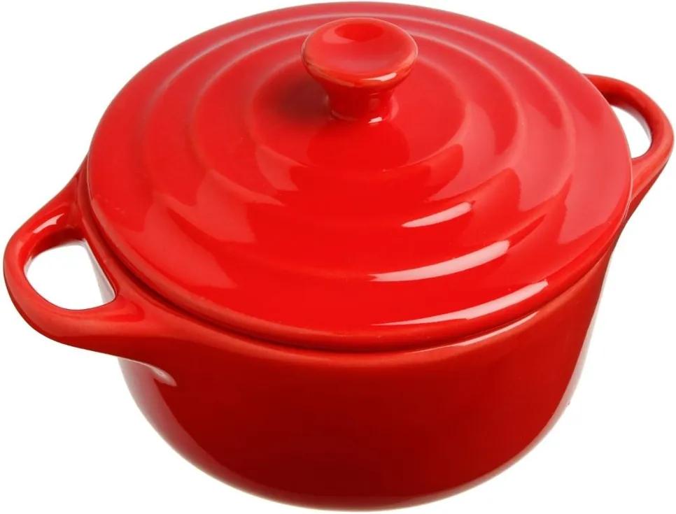 Keramické nádobí, keramický hrnec pro zapékání, nádobí pro dezertů, žáruvzdorné nádobí, nádobí pro servírování dipů -  Ø 10 cm, barva červená, 200 ml