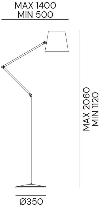 Il Fanale 271.08.OF Reporter, stojací lampa s nastavitelným ramenem, 1x46W, mosaz, výška 112-206cm