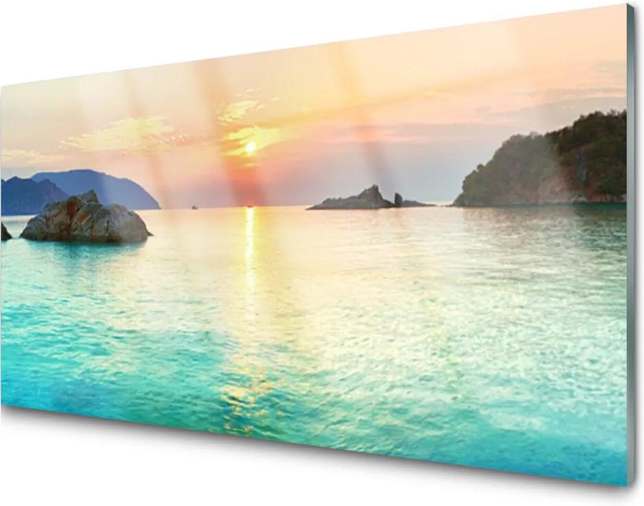 Skleněný obraz Slunce Skály Moře Krajina