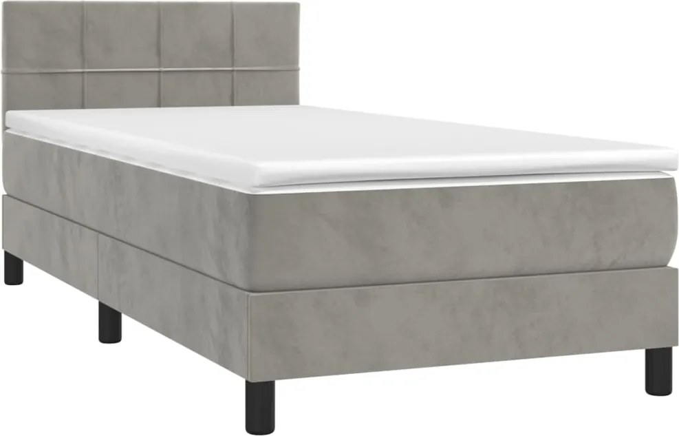 Box spring postel s matrací světle šedá 90x200 cm samet 3141281