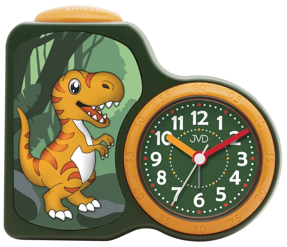 JVD Dětský netikající tichý sweep budík JVD SRP163.1 s dinosaurem