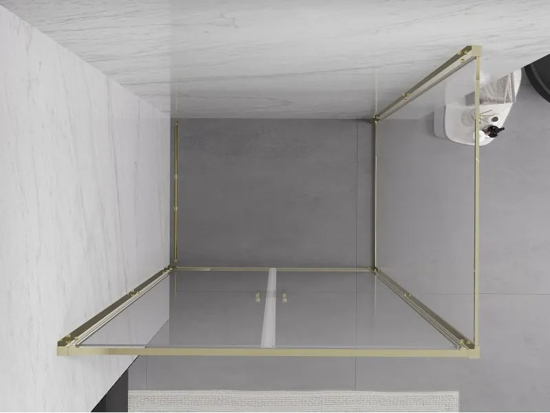 Mexen Exo, výklopný sprchový kout 100 x 75 cm, čiré sklo, zlatá, 814-100-075-50-00