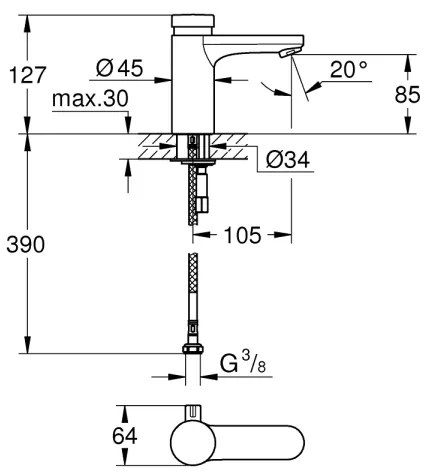 GROHE 36317000 - Samouzavírací umyvadlová baterie EUROSMART COSMOPOLITAN T chrom