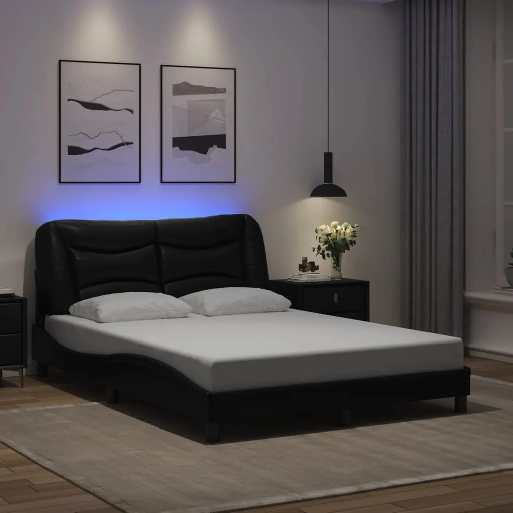 Rám postele s LED bez matrace Hvar černý 140 x 190 cm 3213927