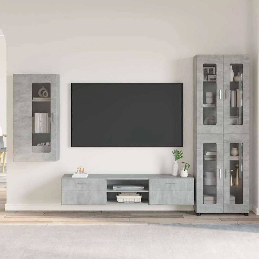 Sestava TV skříněk FLORIN 3 ks Betonově šedá Kompozitní dřevo 3397947