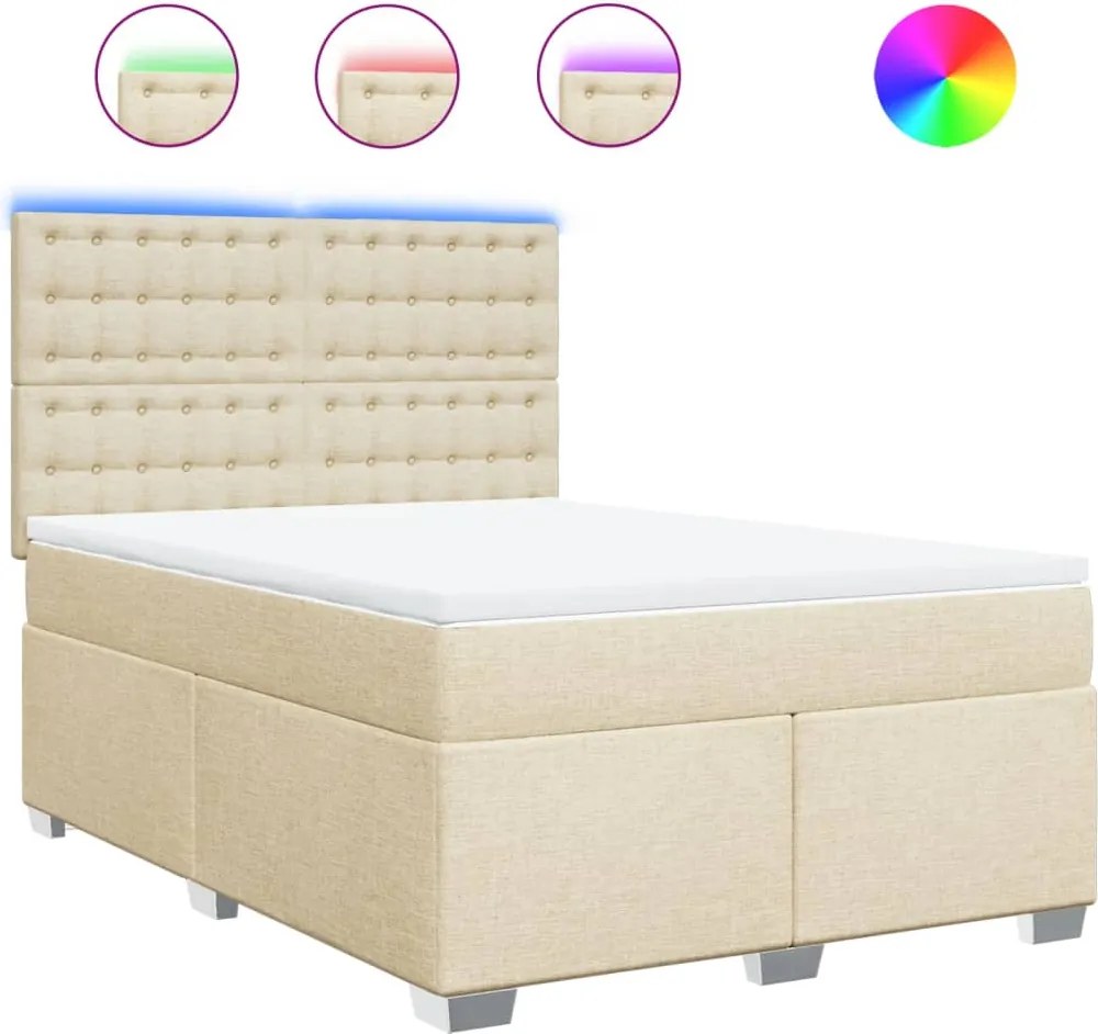 Box spring postel s matrací krémová 140x200 cm textil 3292830