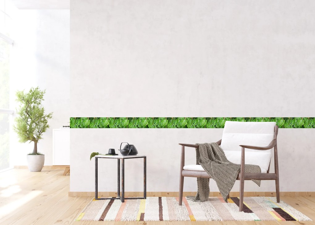 Samolepící bordura na zeď Zelené Listy | 5 m x 13.8 cm | DWB8219