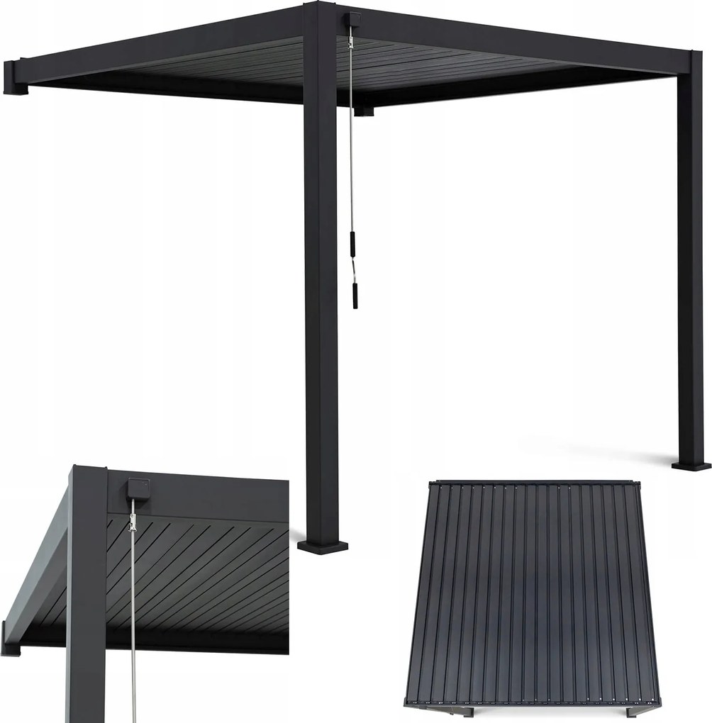 Zahradní nástěnná pergola Aluminiová Antracit 3x4 300x400 Nastavitelná