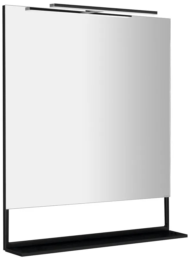 Sapho Sapho, ERUPTA zrcadlo s poličkou a LED osvětlením 80x80x12cm, černá mat