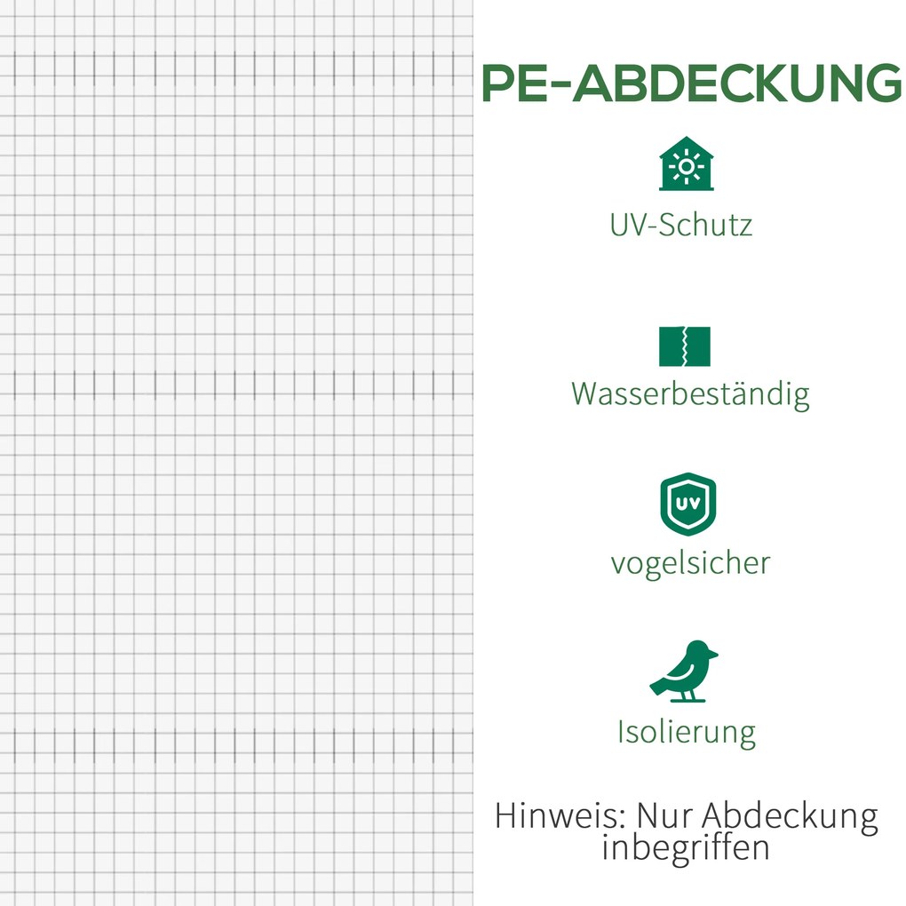 Outsunny náhradní fólie náhradní kryt 600 x 300 x 200 cm s předními dveřmi, 12 oken skleníková fólie odolná proti roztržení, zahradní fólie pro sklen…