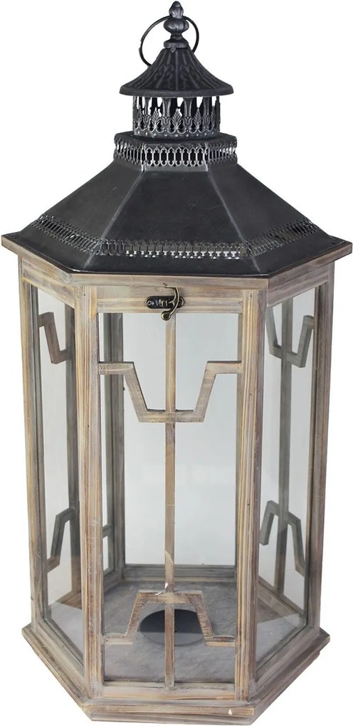 Velká dřevěná lucerna Morex D2672, 80 cm