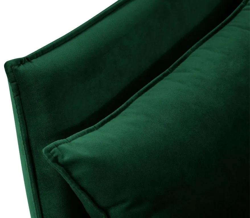 Tmavě zelená sametová rohová pohovka MICADONI AGATE 250 cm, pravá