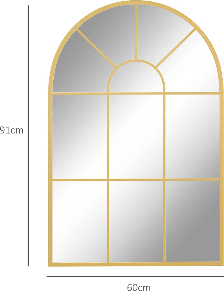 HOMCOM nástěnné zrcadlo okenní zrcadlo 91 x 60 cm dekorativní s kovovým rámem závěsné zrcadlo do obývacího pokoje ložnice ve zlaté barvě | Aosom.de