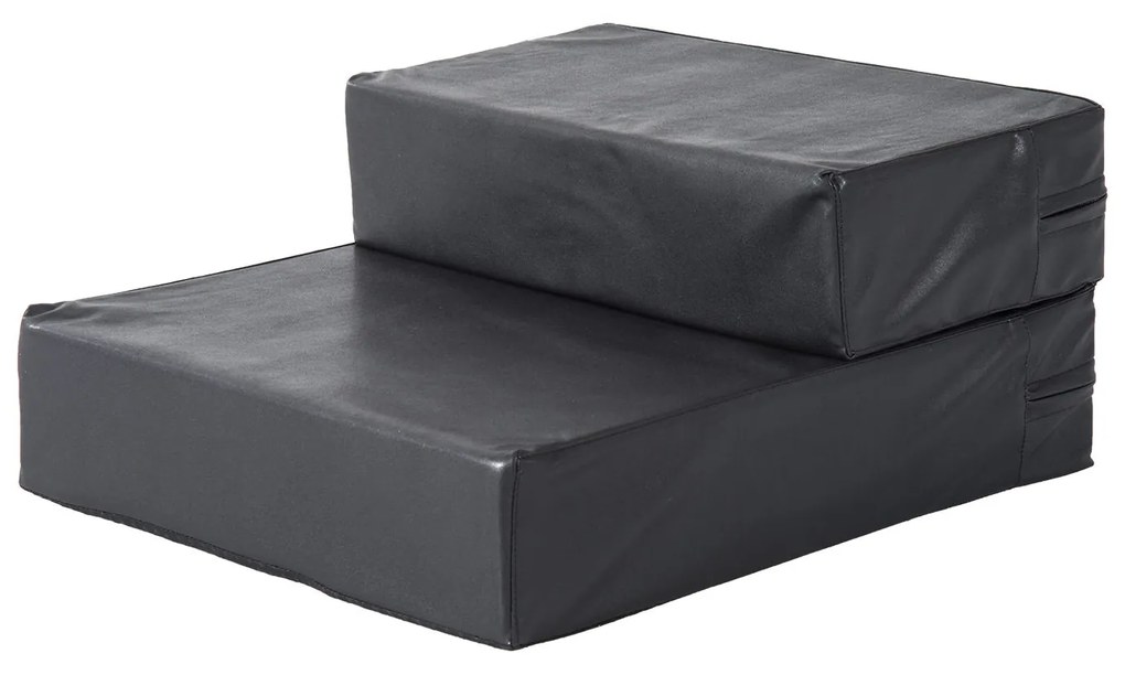 Schodiště PawHut pro psy a kočky, skládací, 2 stupně, černé, D45xŠ39xV20cm, praktická podložka pro snadné lezení | Aosom.de