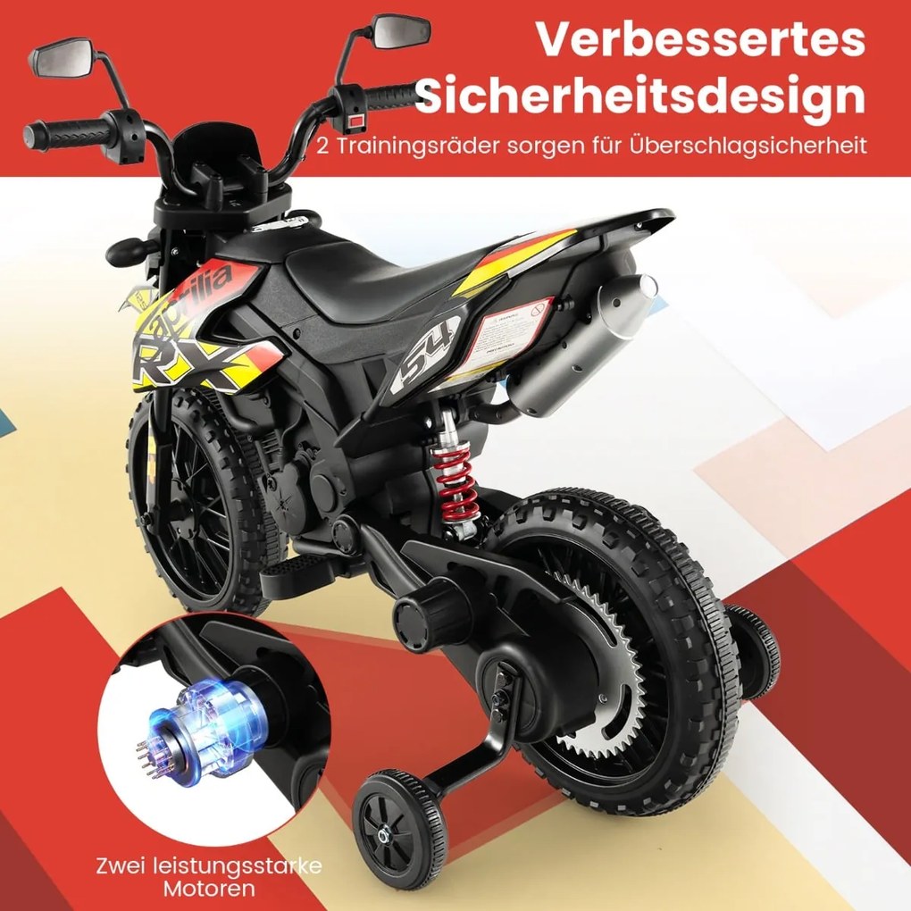 Costway 12 Dětský elektromotocykl V s tréninkovými koly Licencovaný elektrický