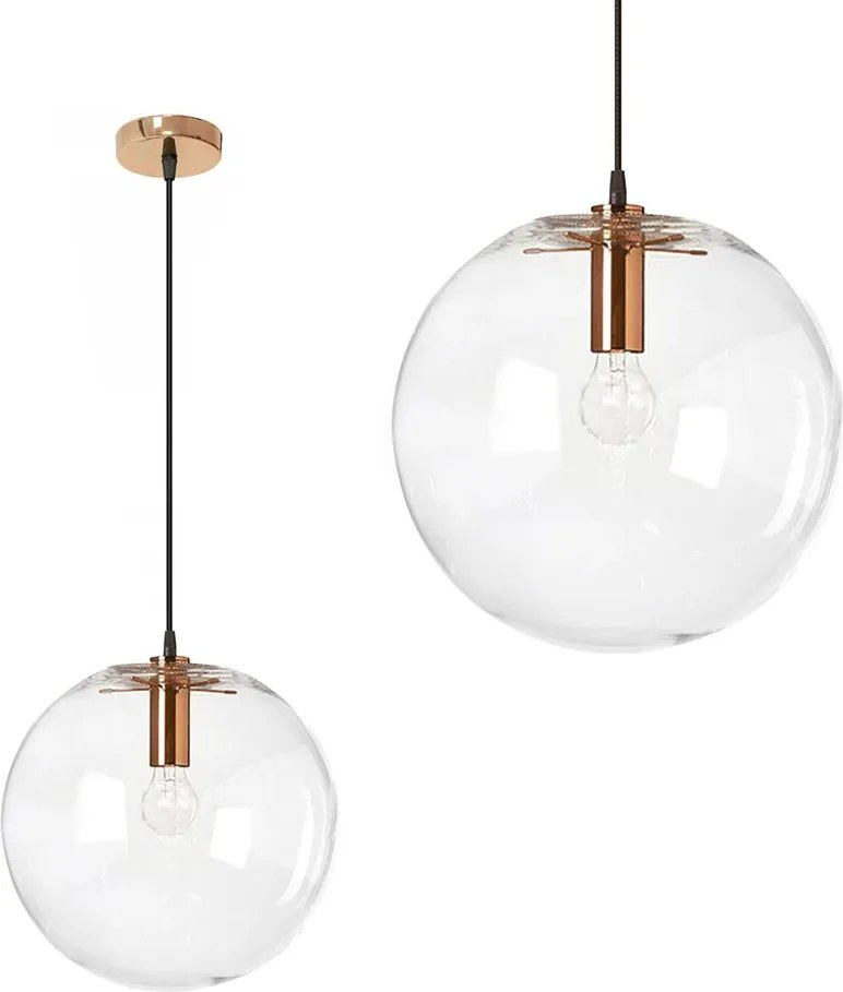 Toolight - Závěsné skleněné stropní svítidlo Lassi 25 cm, růžové zlato, OSW-00131