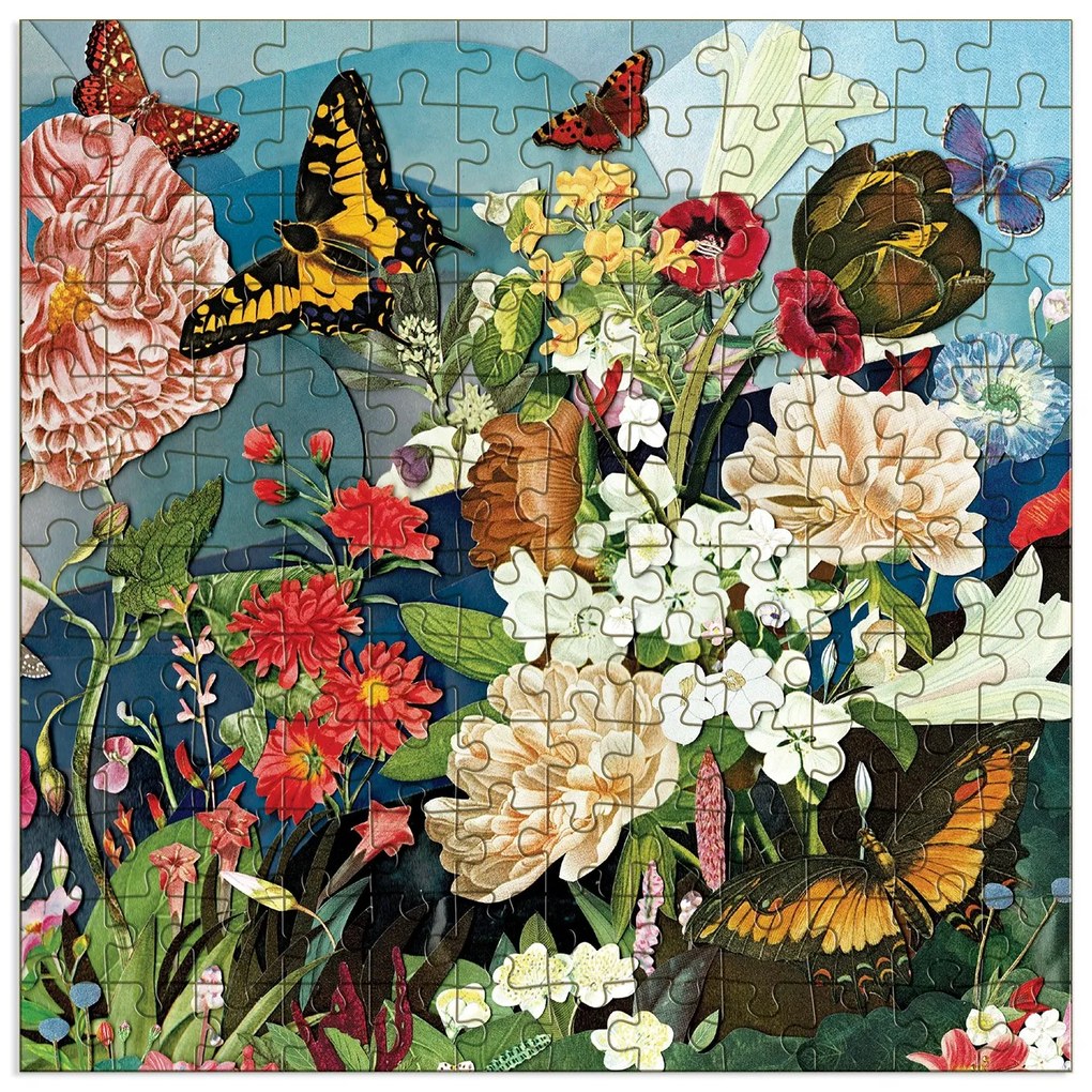 Galison Dřevěné puzzle zahrada motýlů 144 dílků