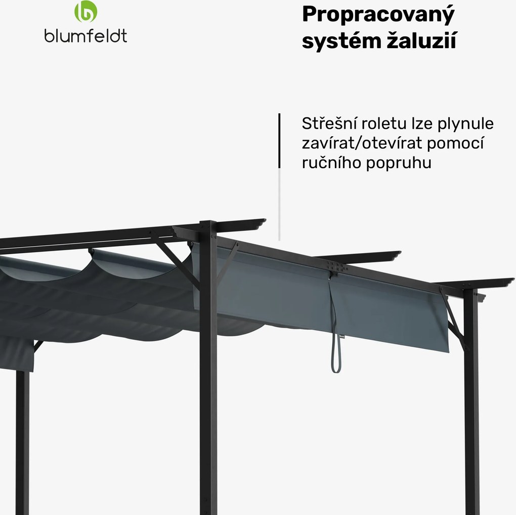 Blumfeldt Pantheon Robust Pergola, 3x3 m práškově lakovaná ocel odolná vůči povětrnostním vlivům