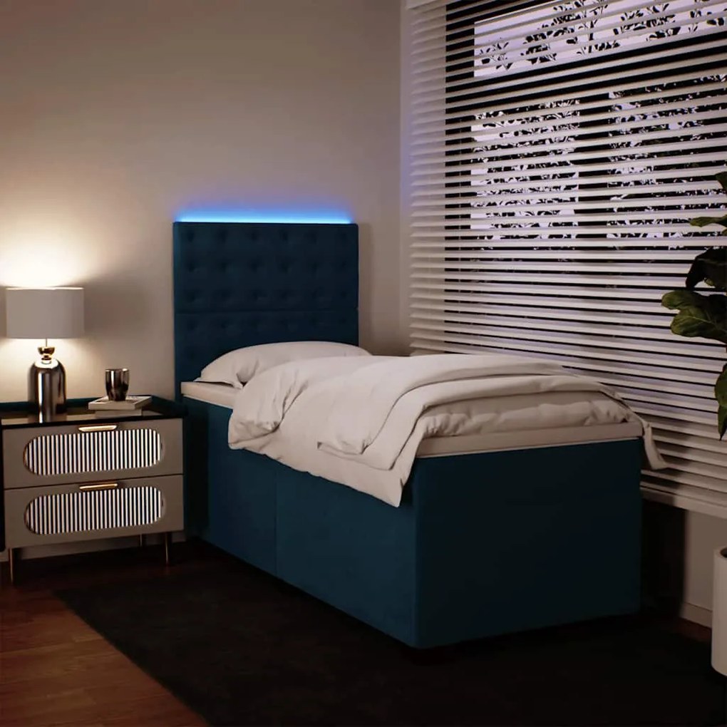 Box spring postel s matrací modrá 80 x 200 cm samet 3293078