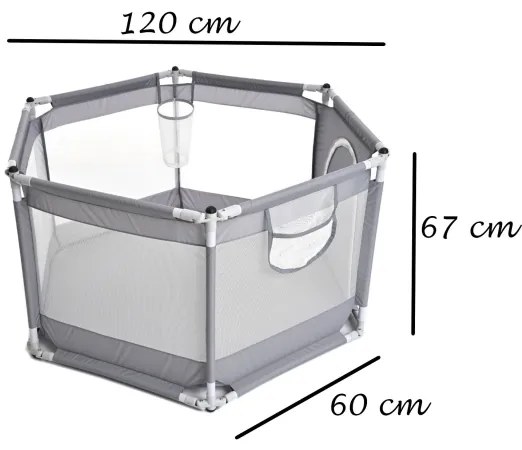 Hrací ohrádka 120 cm šedá