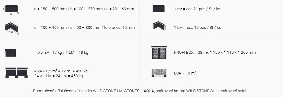 Kamenný obklad, Z BETONU, Limestone Opuka, světle hnědá, 100 - 500 x 150 - 270 mm, tloušťka 20 - 60 mm, 0.5 m2