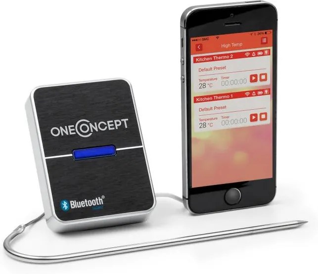 OneConcept Meatmaster, bluetooth 4.0, teploměr na pečení a grilování, senzor