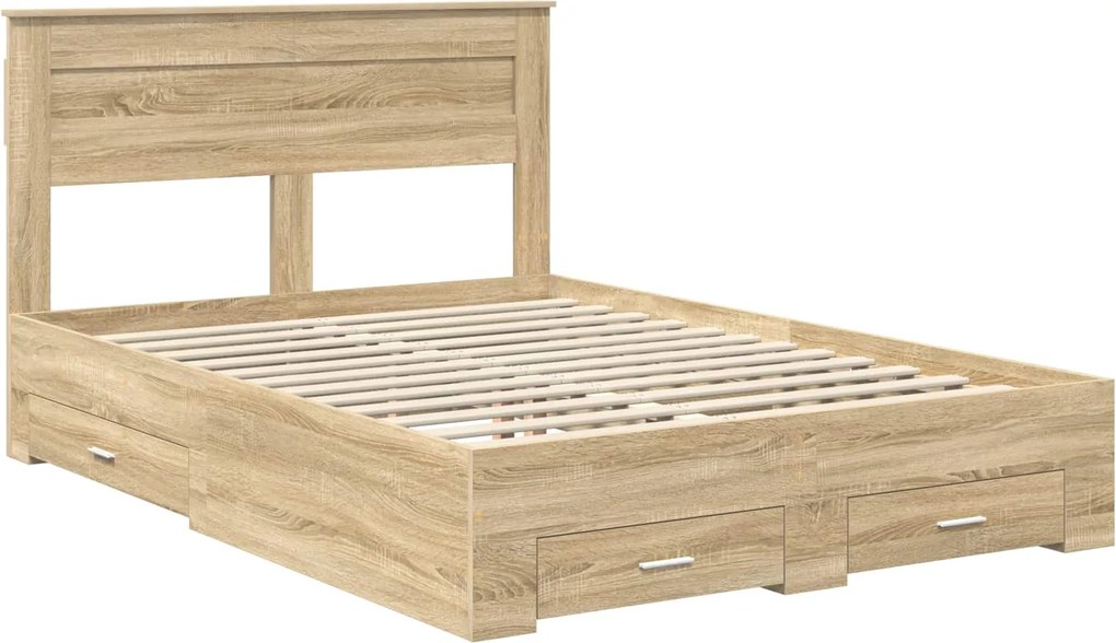Rám postele s čelo Sonoma dub 140 x 190 cm Kompozitní dřevo 3409981