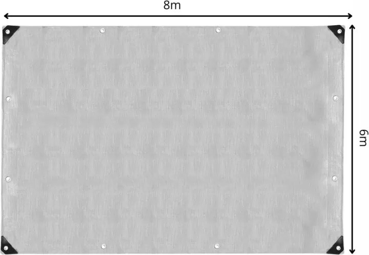 Krycí plachta s oky 6x8 m, 130g PE SPRINGOS GA2185 šedá
