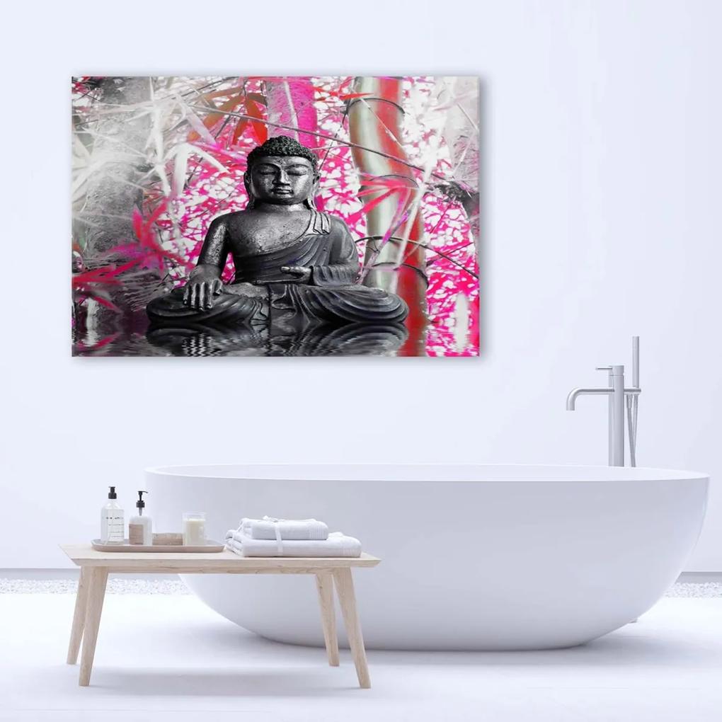 Obraz na plátně Buddha Bamboo růžový - 120x80 cm