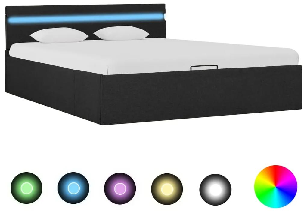 285602 vidaXL Rám postele s úložným prostorem LED tmavě šedý textil 120x200cm
