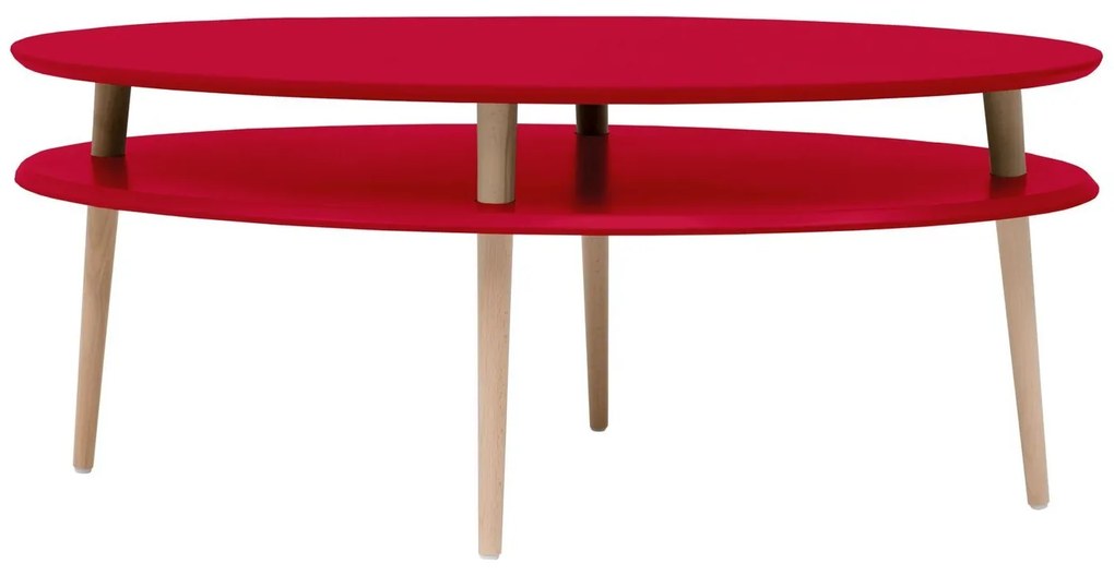 Ragaba Oválný konferenční stolek Otorten High, 110x70x45 cm, červená/přírodní