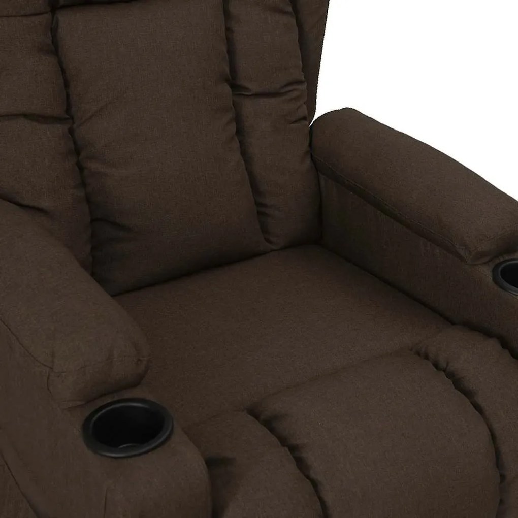 Polohovací křeslo tmavě hnědé textil 339053