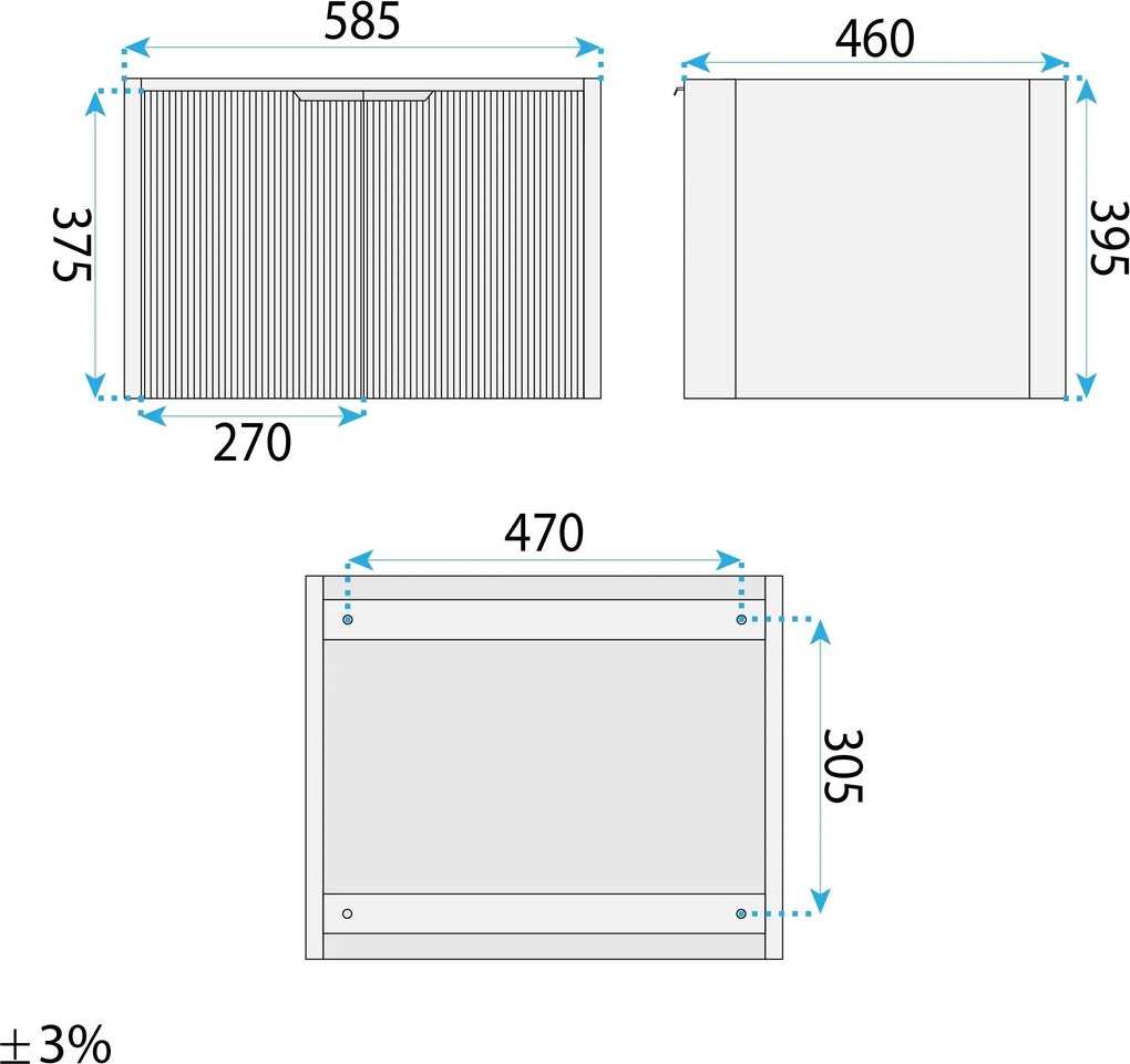 Rea Mario, sada koupelnového nábytku s umyvadlem 60cm, šedá matná, REA-M0006