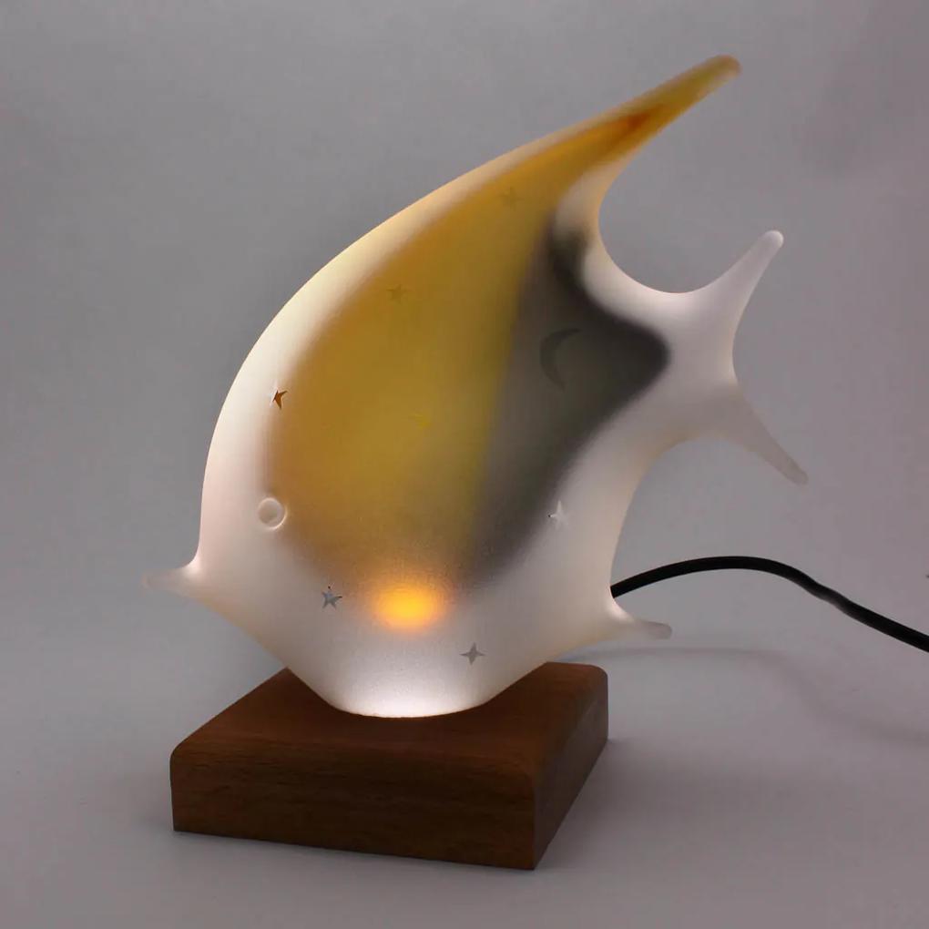 Skleněná lampa - ryba LF, TIGER - zlatý topaz a kouřově černá, 17 cm | České sklo od Artcristal Bohemia