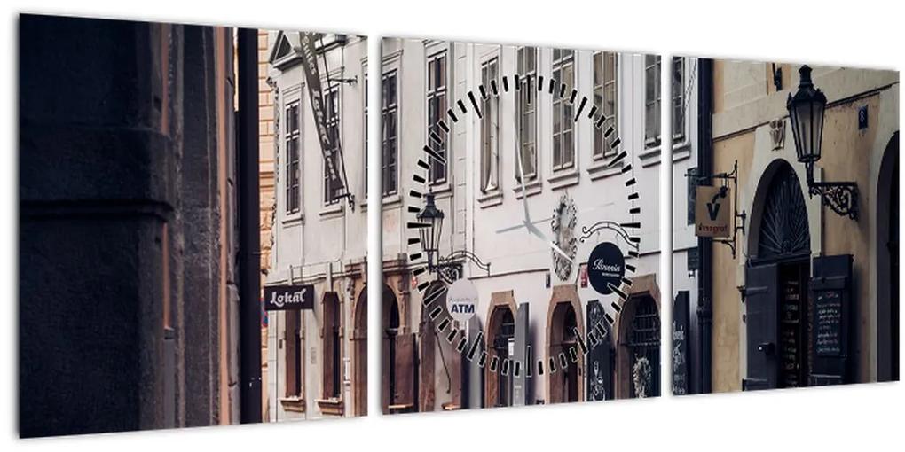 Obraz - Pražská ulička (s hodinami) (90x30 cm)