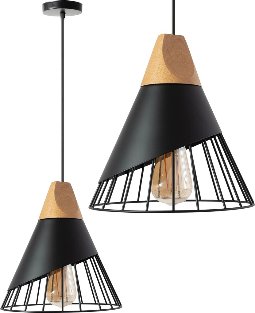 Toolight - Skandidávská závěsná stropní lampa 1xE27 APP223-1CP, černá-hnědá, OSW-00890