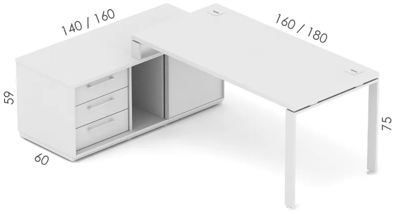 NABYTEK-DESIGNOVY.CZ - DEBZ7ULP - Kancelářská sestava EPIC Z7 U pro jednu osobu, dub/černá