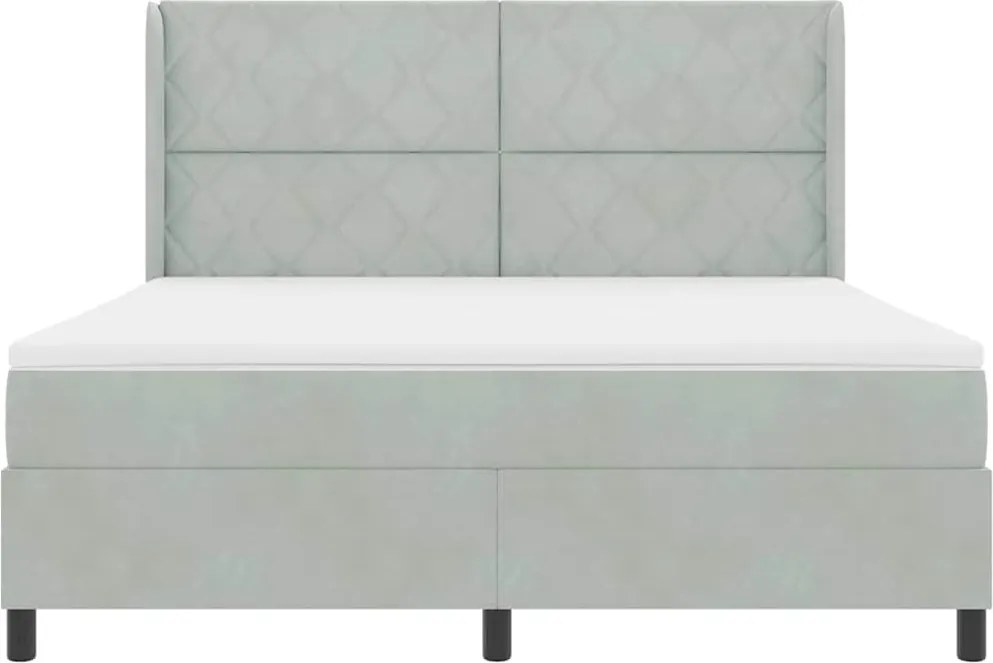 Postel s boxspringem s čelo Světle šedá 180 x 200 cm samet 3342074