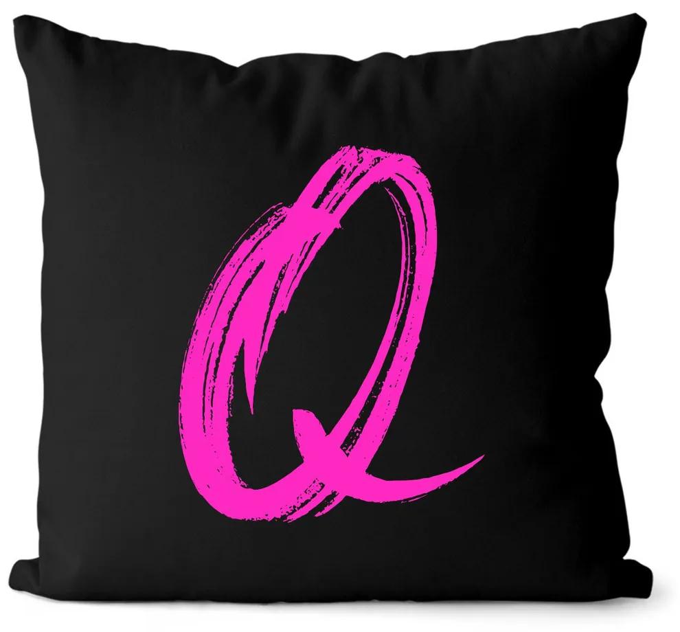 Polštář – písmeno Q (Velikost: 55 x 55 cm, Barva: Růžová)