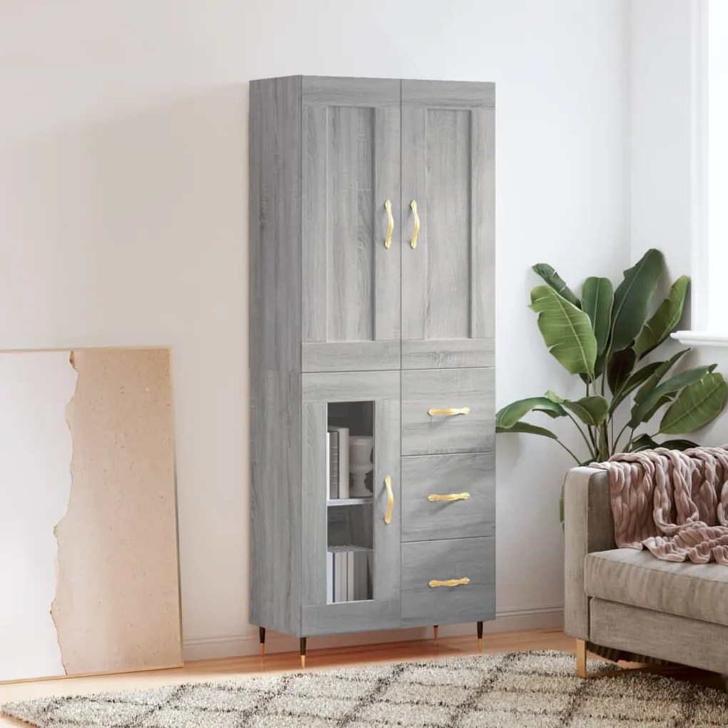Skříň highboard šedá sonoma 69,5 x 34 x 180 cm kompozitní dřevo 3199927