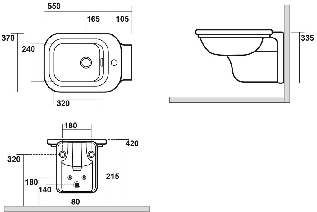 Kerasan WALDORF retro bidet závěsný 37x55cm, bílá 4125K1